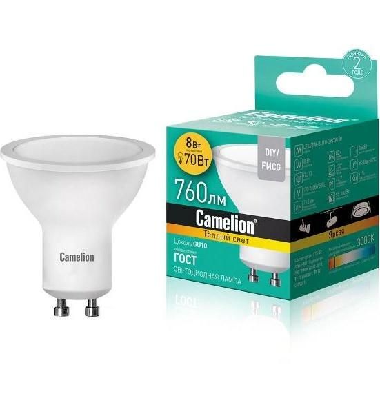Лампа Camelion LED/8W-GU10-3K/GU10