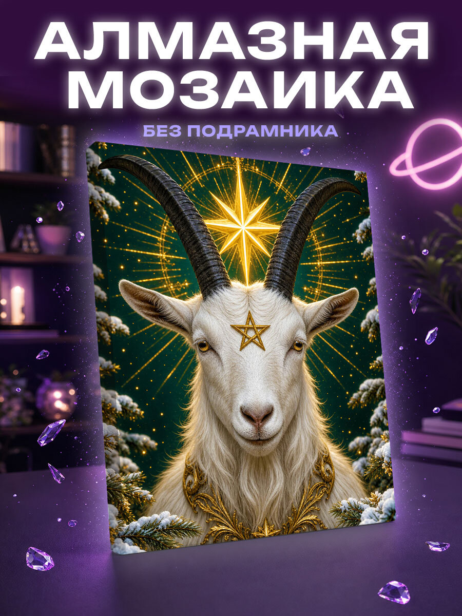 Алмазная мозаика Коза под рождественской звездой