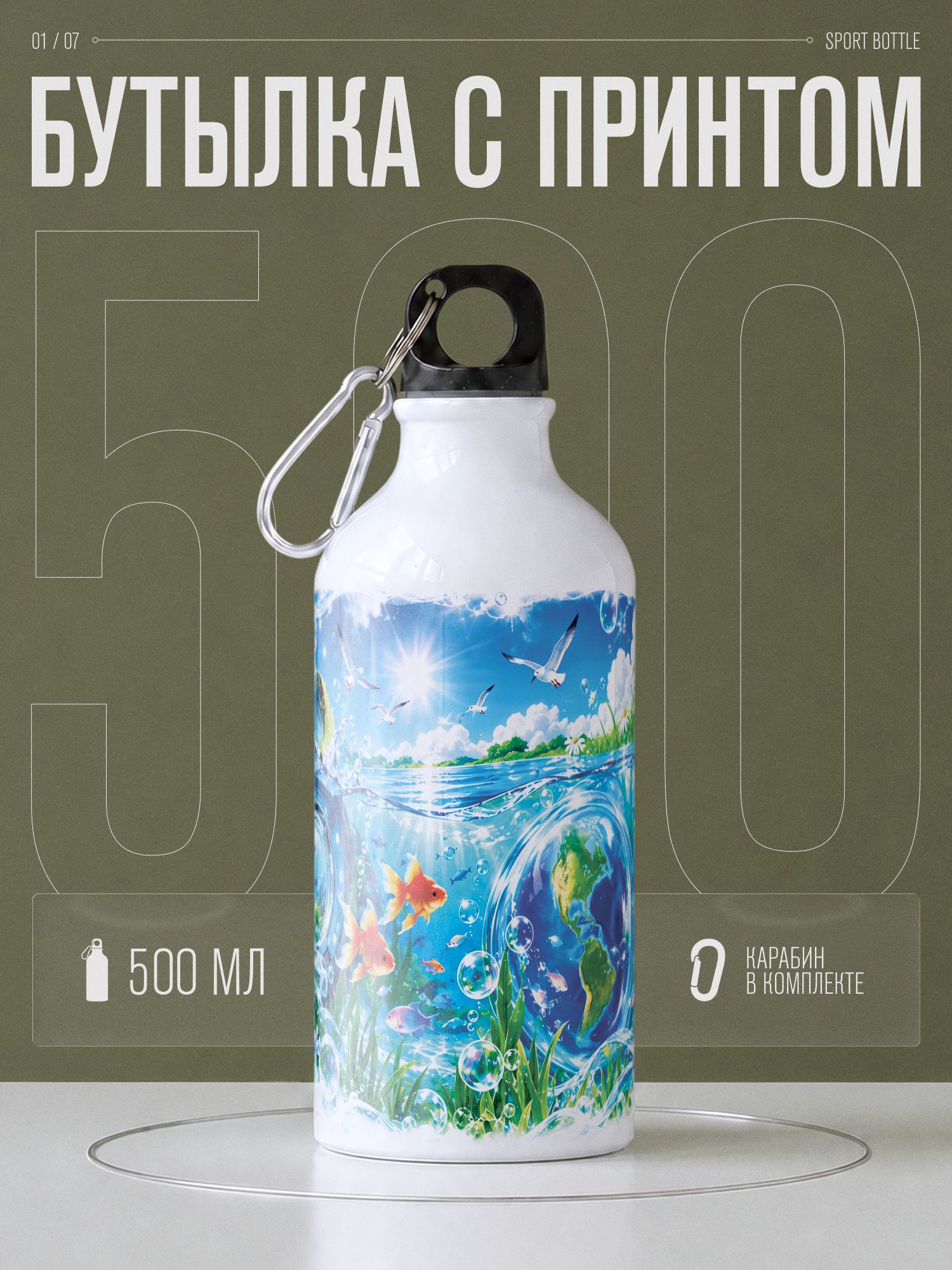 Спортивная бутылка для воды эстетика Frutiger Aero