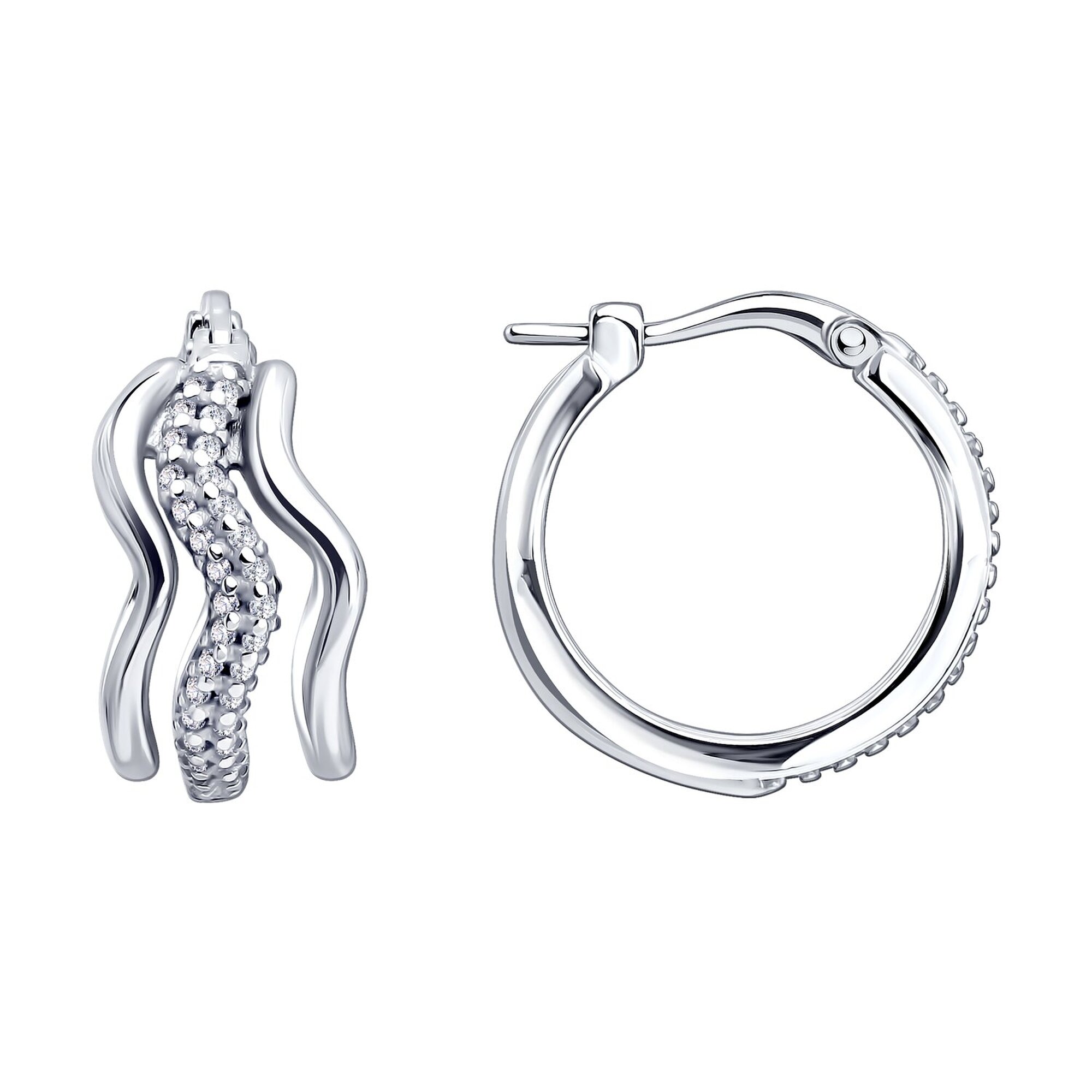Серьги Diamant online, серебро, 925 проба, родирование, фианит