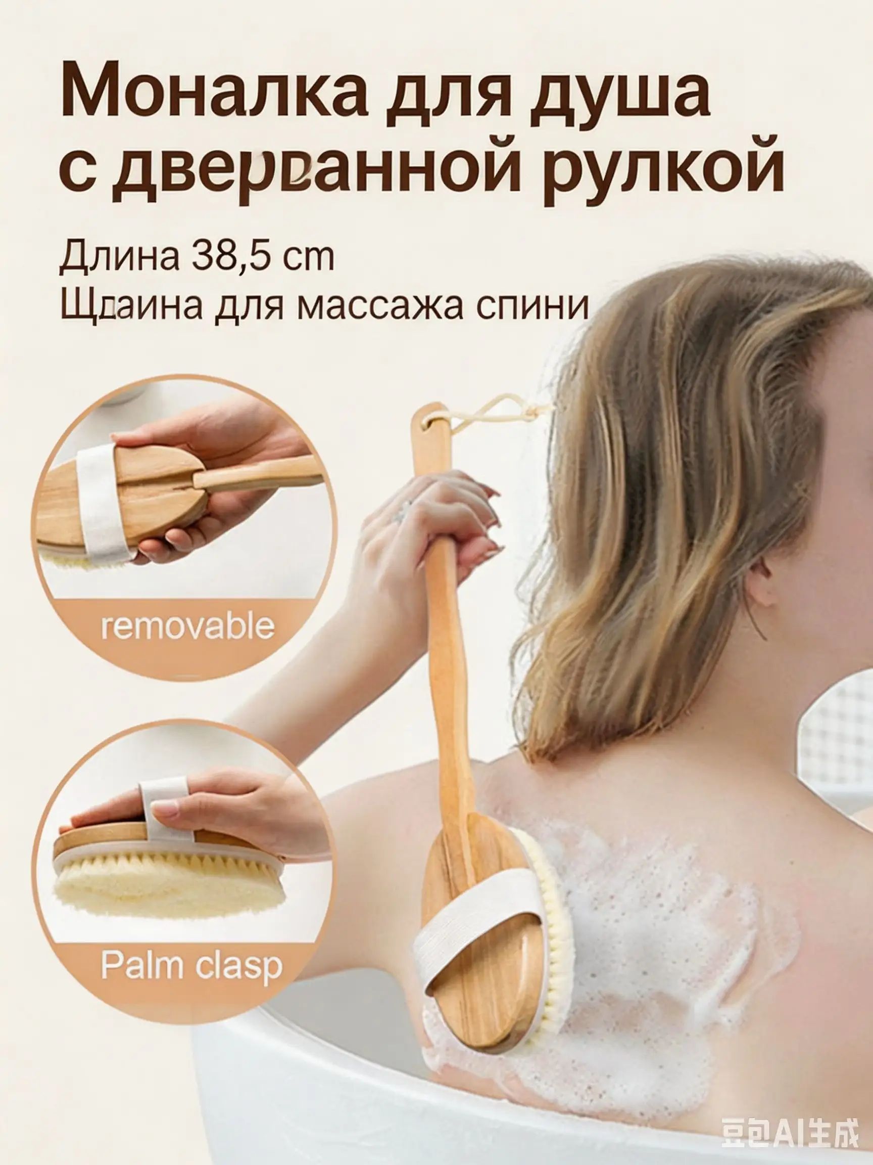 Щетка Для Ванны Из Щетины С Длинной Ручкой И Деревянной Ручкой