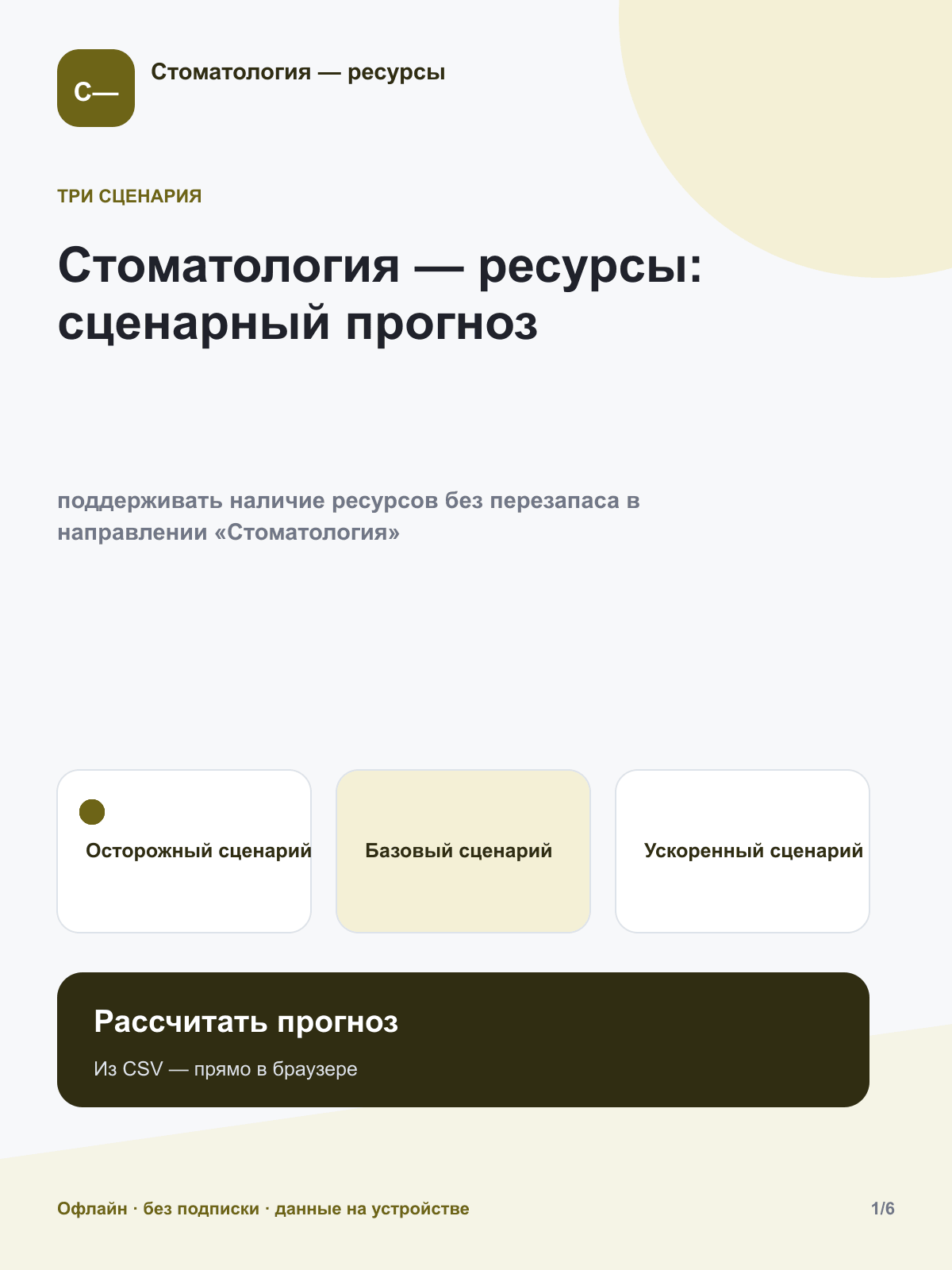 Стоматология — ресурсы: сценарный прогноз
