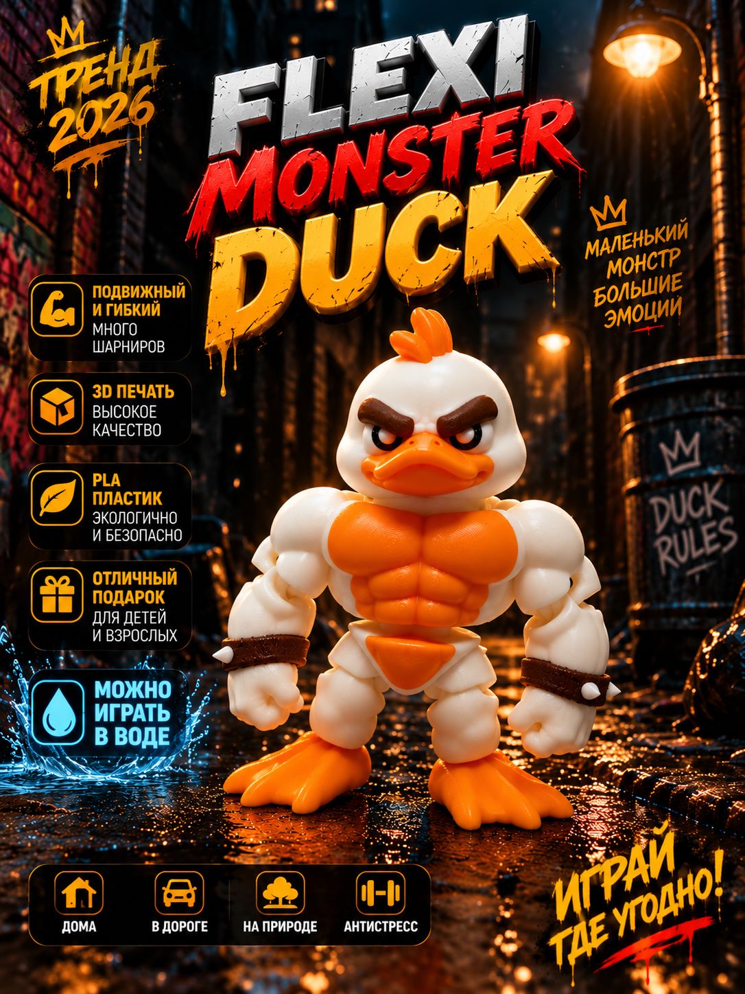 Флекси игрушка монстр Duck подвижная антистресс коллекционная