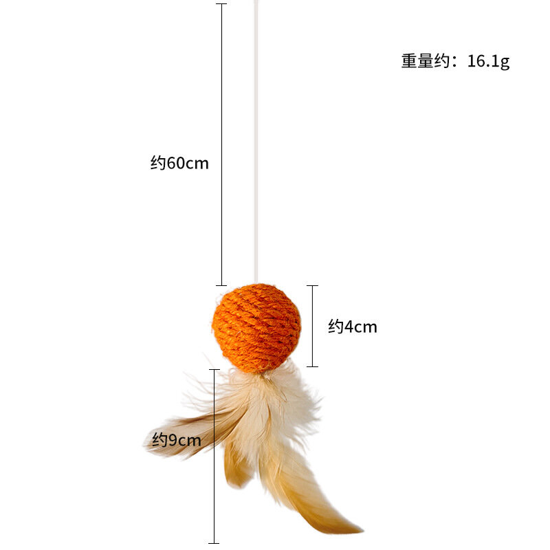 Игрушка-мышь из сизаля с резинкой, оранжевая, аксессуар для кошачьего дерева, интерактивная игрушка для кошек