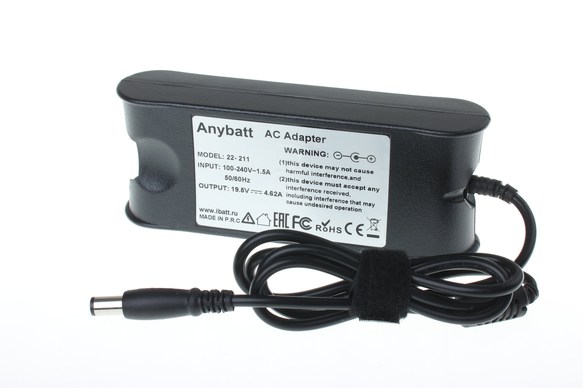 Блок питания Anybatt 19,5V 4,62A, 90W, разъём 7.4*5.0 mm для ноутбука Dell HA65NS1 (90W)