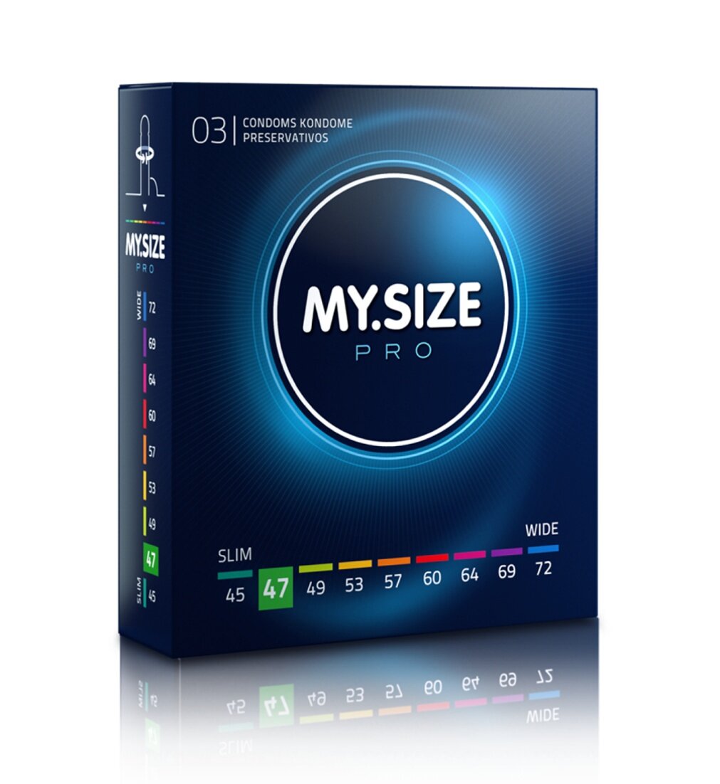 Презервативы MY.SIZE PRO размер 47, 3 шт, натуральный латекс для идеальной посадки и защиты, прозрачные