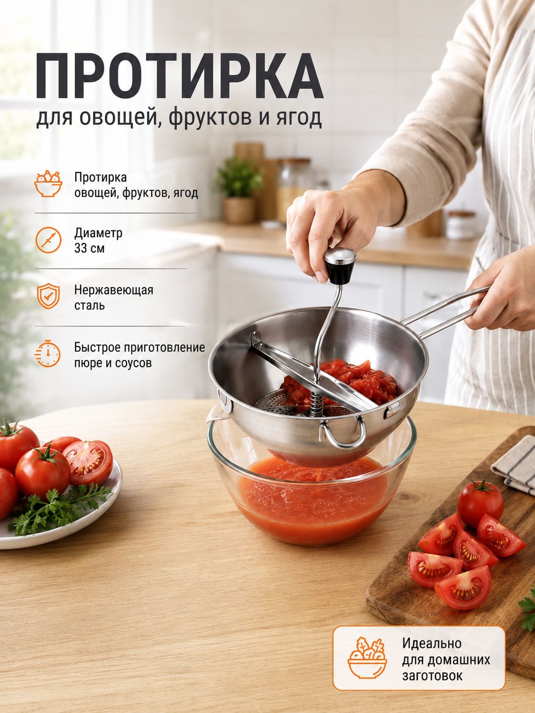 Протирка овощей, фруктов, ягод, диаметр 34 см