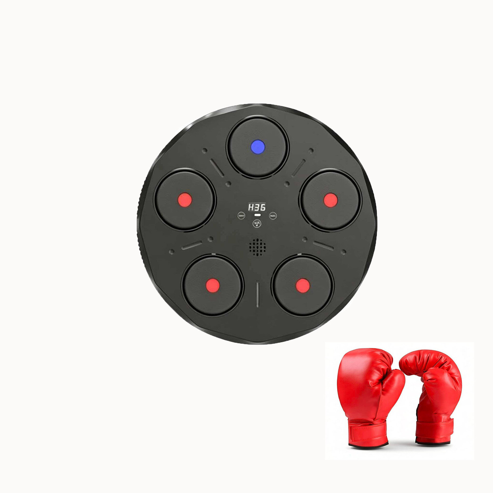 Bluetooth Музыкальный Боксерский Таран Модель 016 с Детскими Боксерскими Перчатками Красного Цвета, Электронный Тренажер