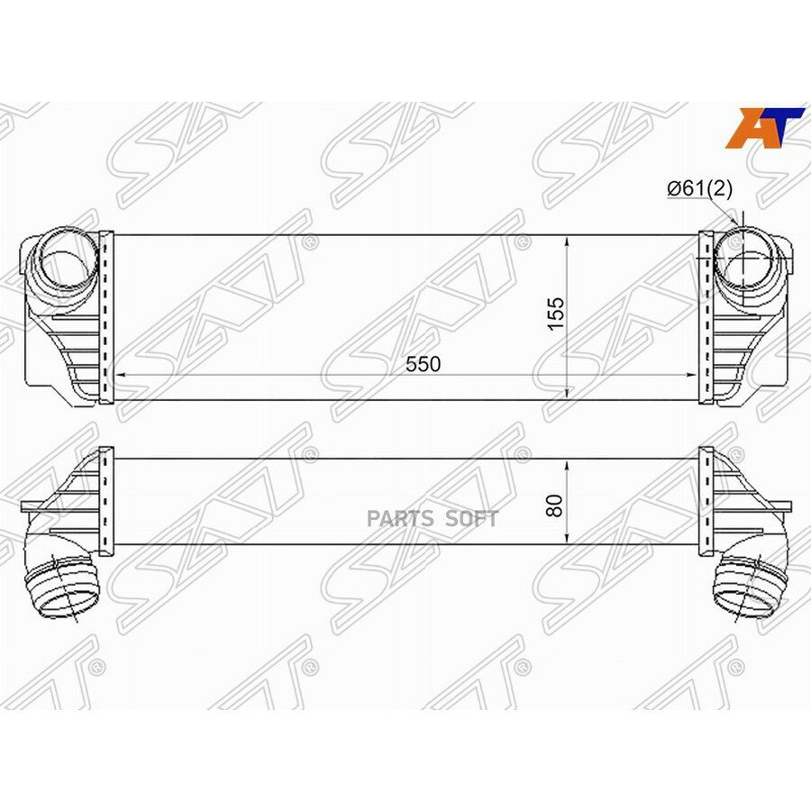 Интеркулер BMW 5-Series 09-17 от официального дистрибьютора, SAT, артикул ST17517805629