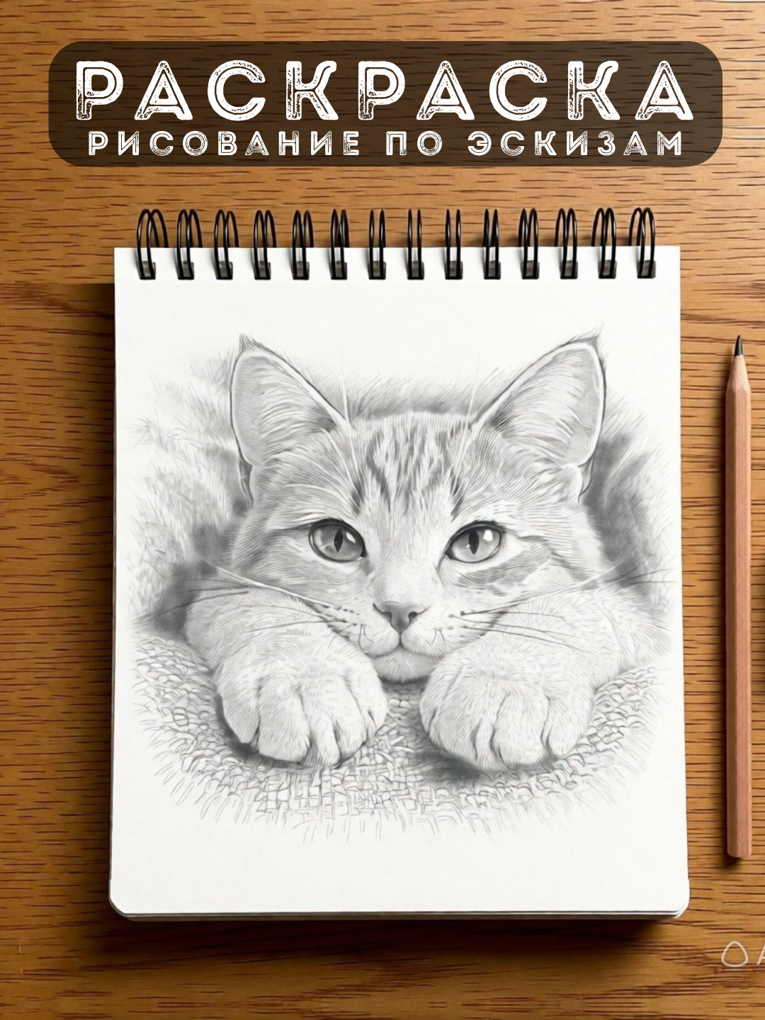 Раскраска антистресс Touch Art Кошки и котята для взрослых и детей от 10 лет, обучение технике карандашного рисунка
