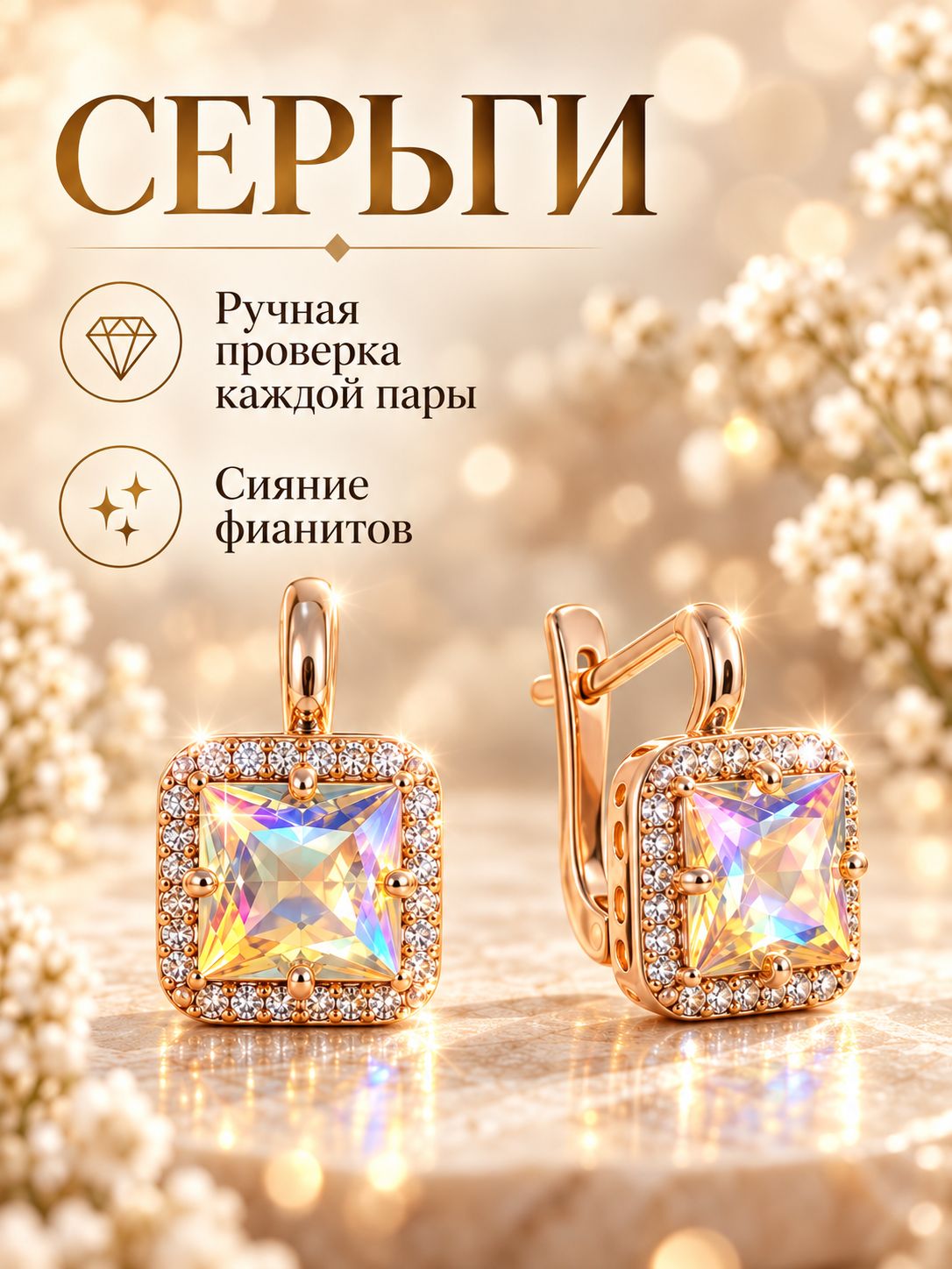 Моносерьга, фианит, искусственный камень