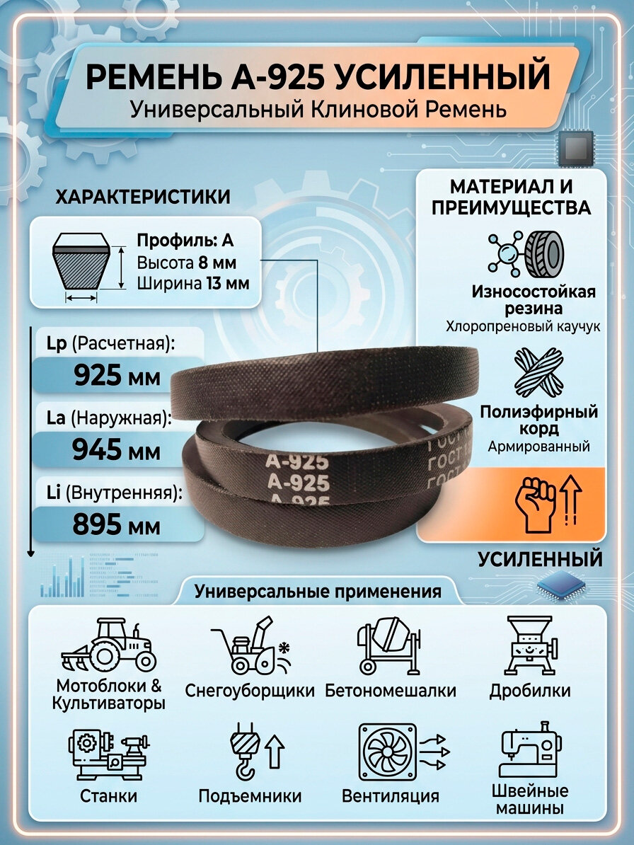Ремень А-925 усиленный универсальный