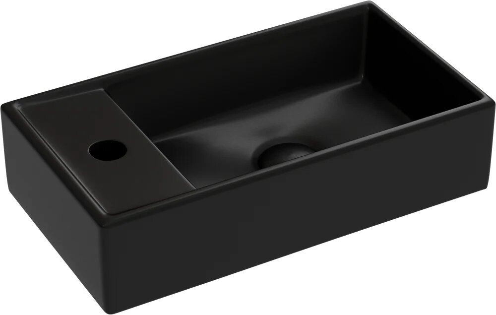 Раковина маленькая в туалет Ceramicanova Элемент (Element) CN6051RMB 41 мини, подвесная, черная, матовая, раковина для ванной фарфоровая, прямоугольная