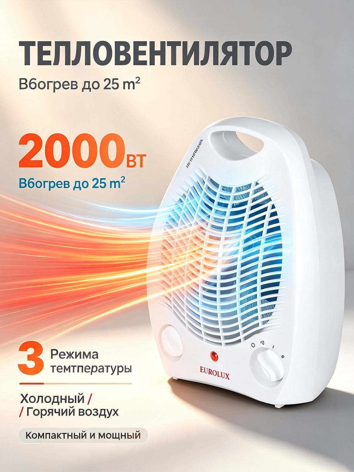 Тепловентилятор Eurolux ТВС-EU, 2000Вт / Обогреватель