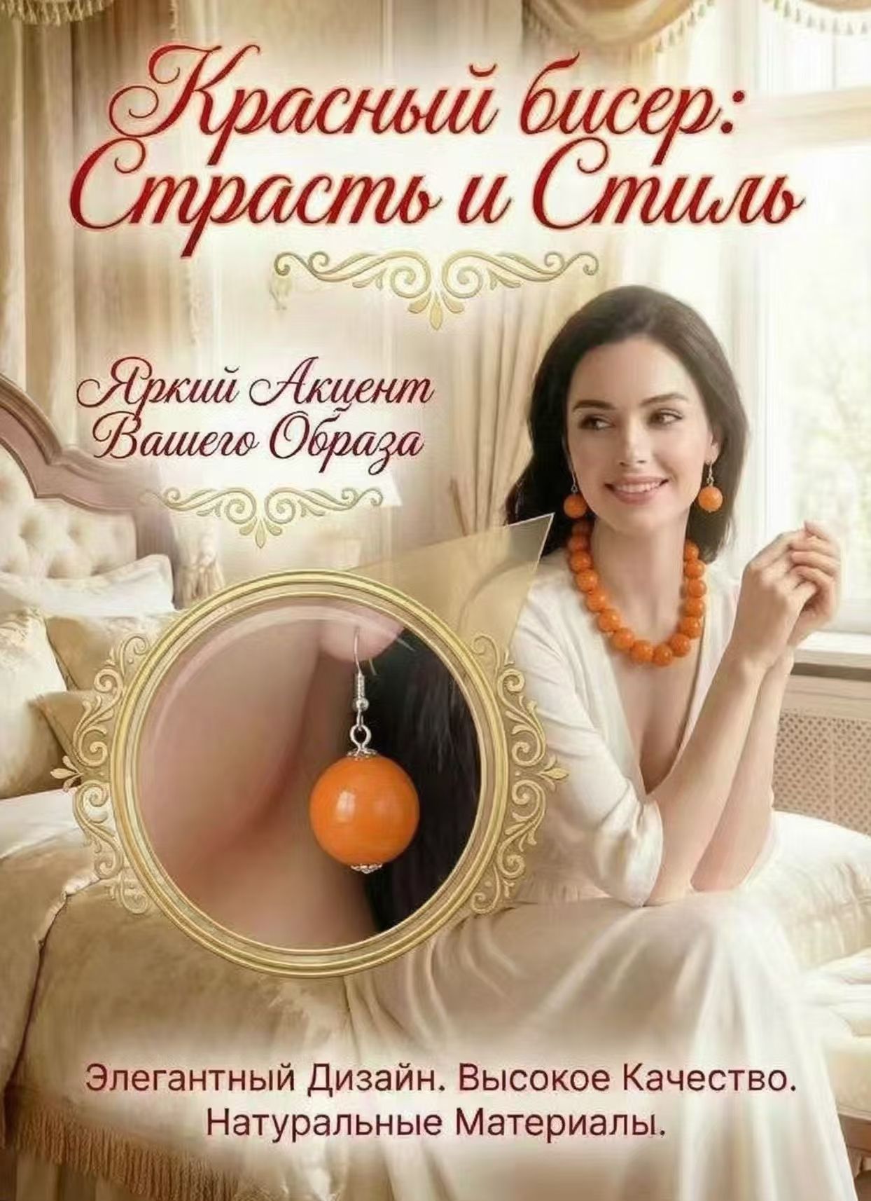 Бусы, хризолит, beige — фото 1