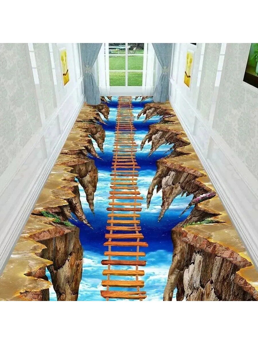 Ковер 80x300 см, прямоугольный, из полиэстера FR, цвет 3ST, стиль современная классика