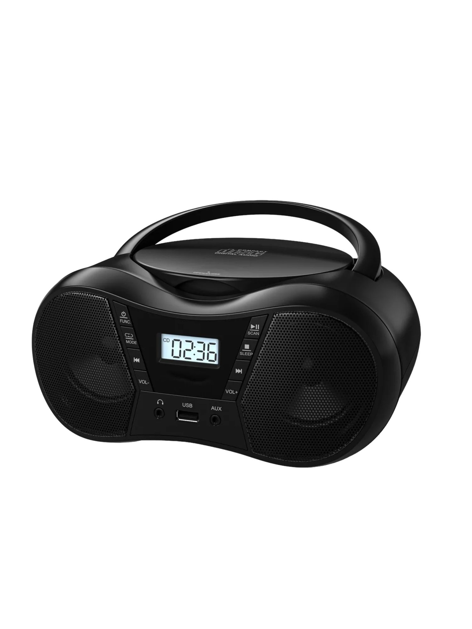 Портативные проигрыватели компакт-дисков Boombox для дома, Радио CD-плеер Стерео с AUX/ USB/FM/ Bluetooth, переменный ток / аккумулятор, Таймер сна