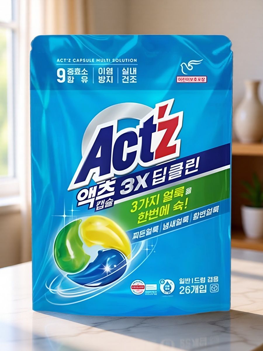 Actz Power Caps Капсулы для стирки 3в1 PIGEОN PRO, усиленная формула, супер концентрат, глубокое очищение 26 штук.