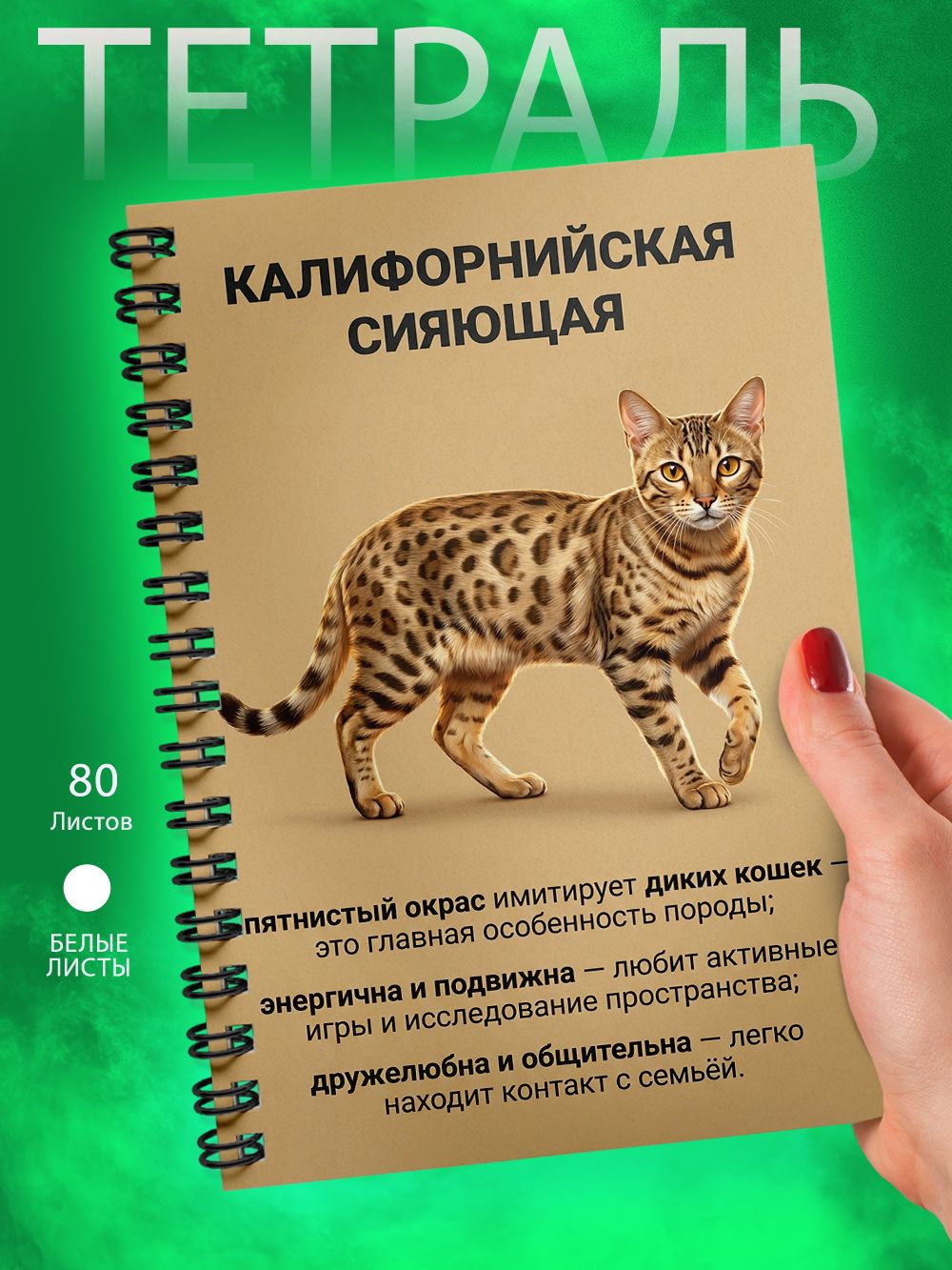 Тетрадь - А5 - Кошка - Калифорнийская сияющая