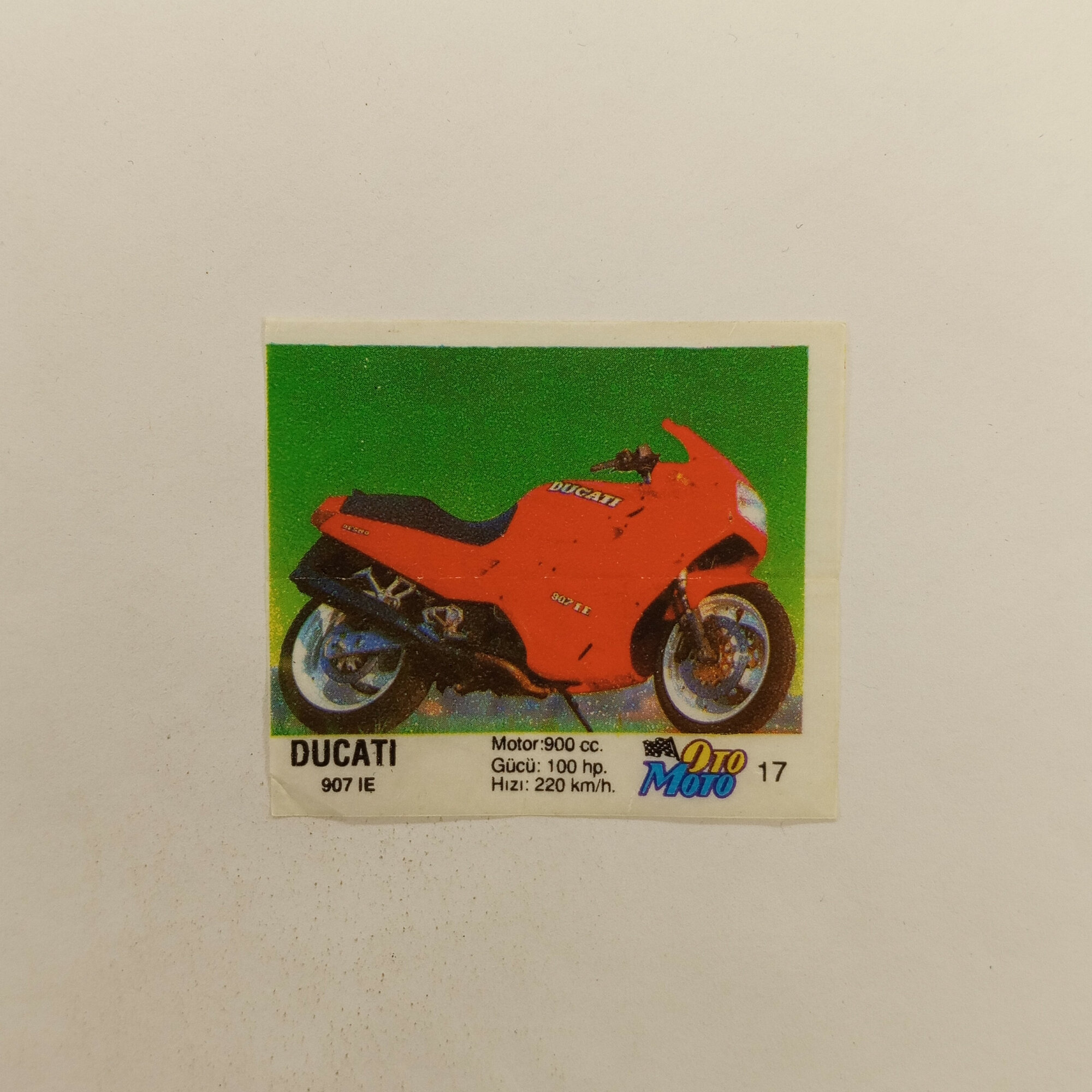 Вкладыш винтажный, СССР. Изображение мотоцикла Ducati 907 IE, серия Ото Мото, номер 17