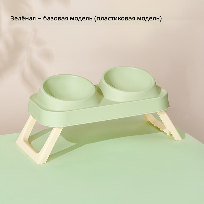 Подставочная миска для собак и кошек с чашей из нержавеющей стали, складная, темно-зеленая, из прочного пластика, легко моется, нескользящая, для мелких и средних пород, для дома и улицы