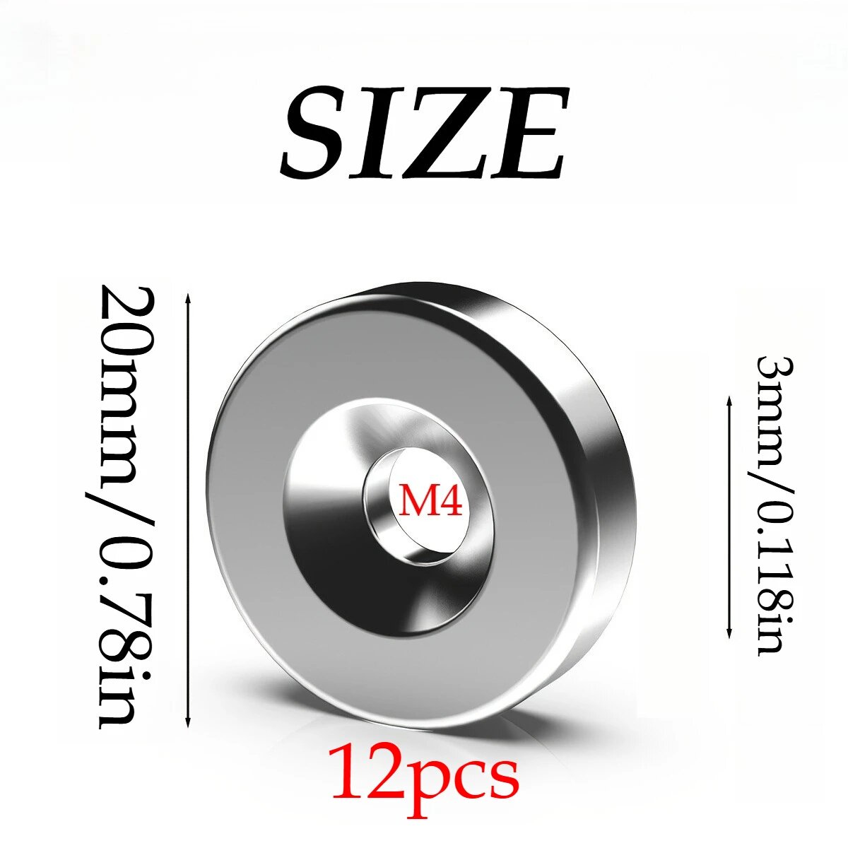 Магнитные полосы U-POLEMAG для скрытого монтажа 20x3-M4-12pcs