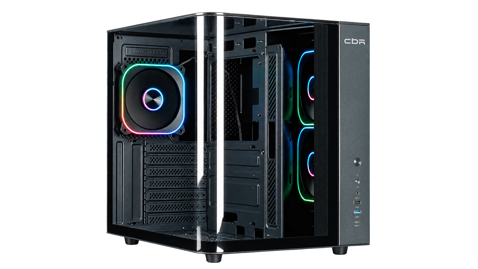 CBR Корпус ATX Cube X860BK, без БП, 1*USB Type-C, 1*USB 3.0, 1*USB 2.0, HD Audio+Mic, 3*fans, Black [PCC-ATX-X860BK-WPSU]