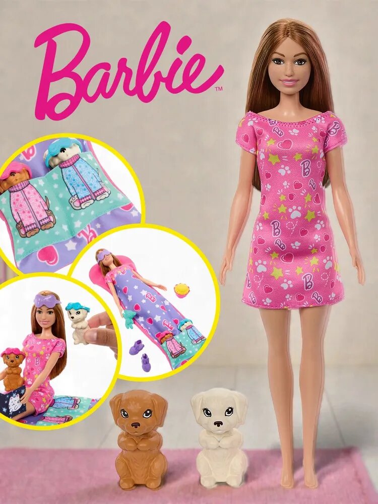 Кукла Барби HXN01 пижамная вечеринка с щенками Barbie Mattel