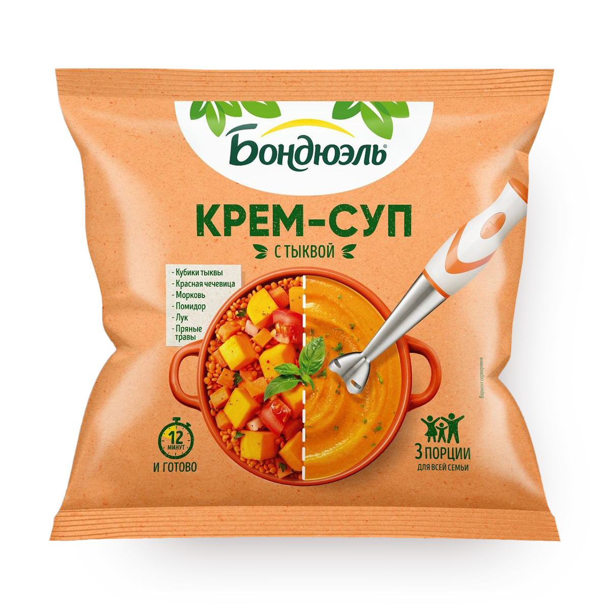 Крем-суп Bonduelle «Тыква», с чечевицей, замороженный, 350 г