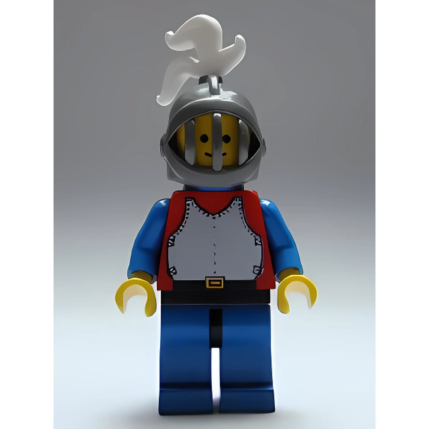 Минифигурка Lego Castle Breastplate - Red with Blue Arms, Blue Legs with Black Hips, Dark Gray Grille Helmet, White Plume, Blue Plastic Cape cas190 U