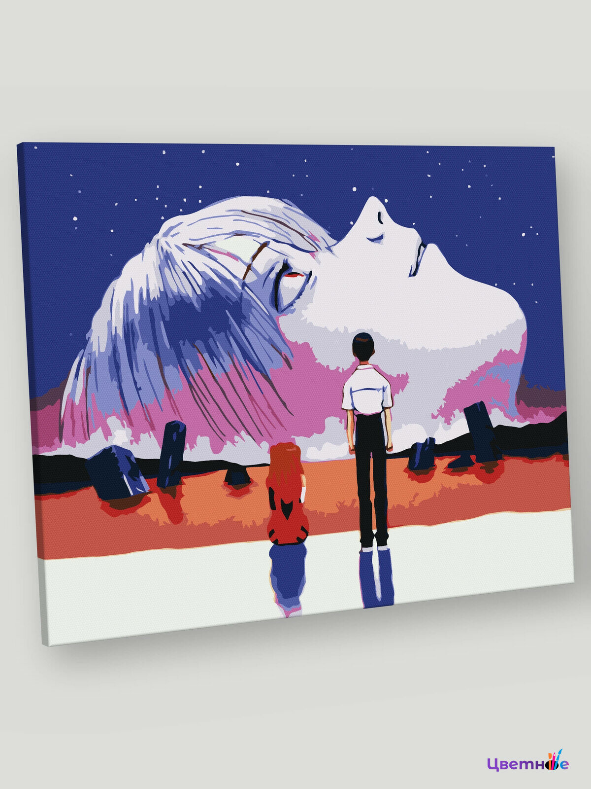 Картина по номерам на холсте на подрамнике Evangelion Евангелион 40х50