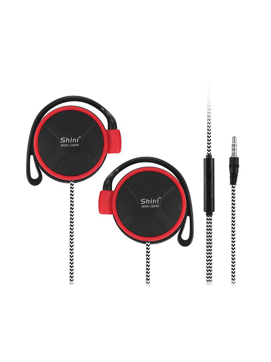 SHINI MDR-Q940 с микрофоном 3.5 мм, красный, наушники проводные для спорта