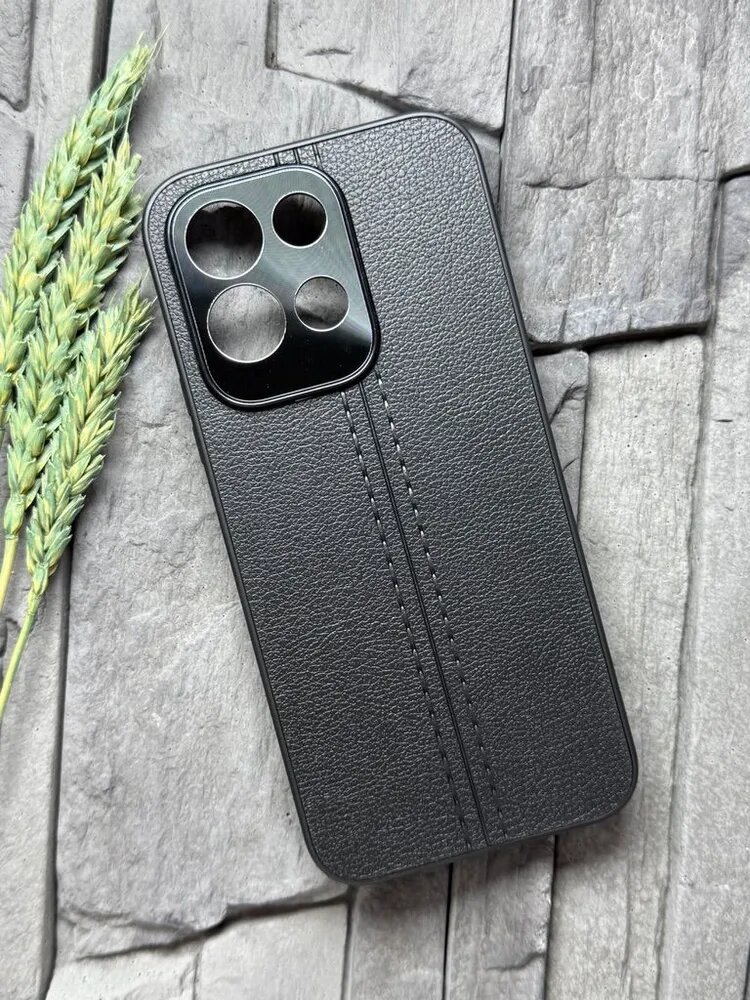 Чехол противоударный для Xiaomi Redmi 17 4G/5G ( Редми 17 ) с защитой камеры , текстура кожи , черный