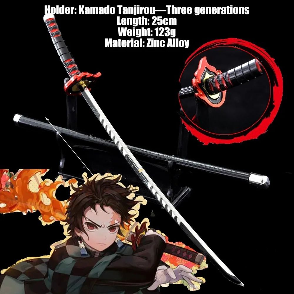 Demon Slayer , рассекающий демонов: Игрушечная металлическая катана 25 см (Клинок). Меч Тандзиро и Зеницу