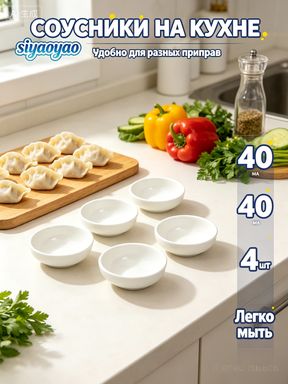 Соусник 40 мл 4 шт цвет белый