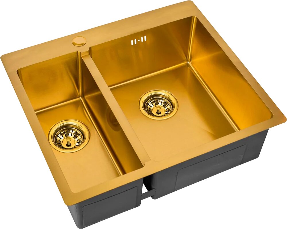 Мойка кухонная Zorg Inox PVD SZR-59-2-51-R BRONZE металлическая, 59x51, прямоугольная, мойка для кухни, врезная, под столешницу