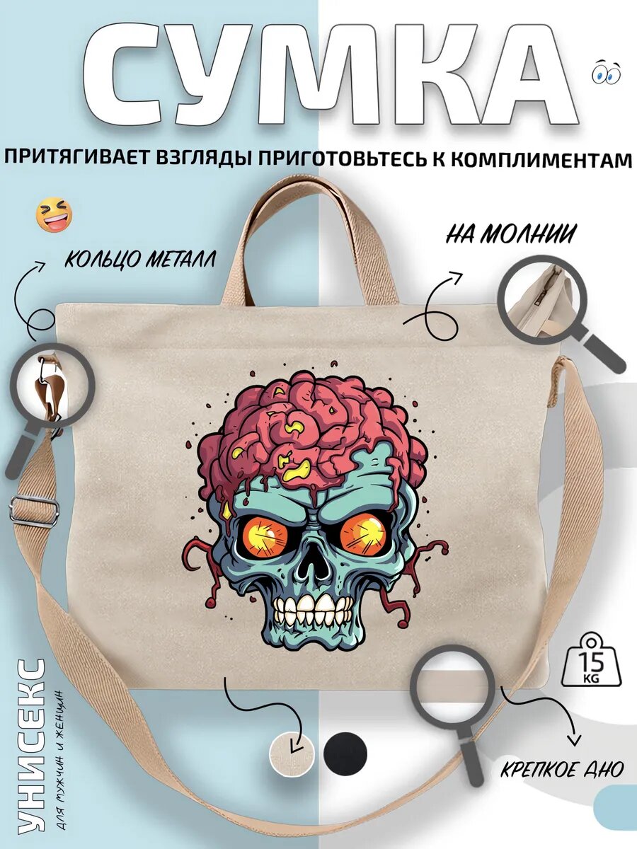 Сумка шоппер  Череп мультяшный