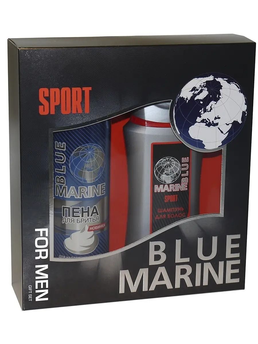 Подарочный набор мужской Фестива Blue Marine SPORT: шампунь + пена для бритья