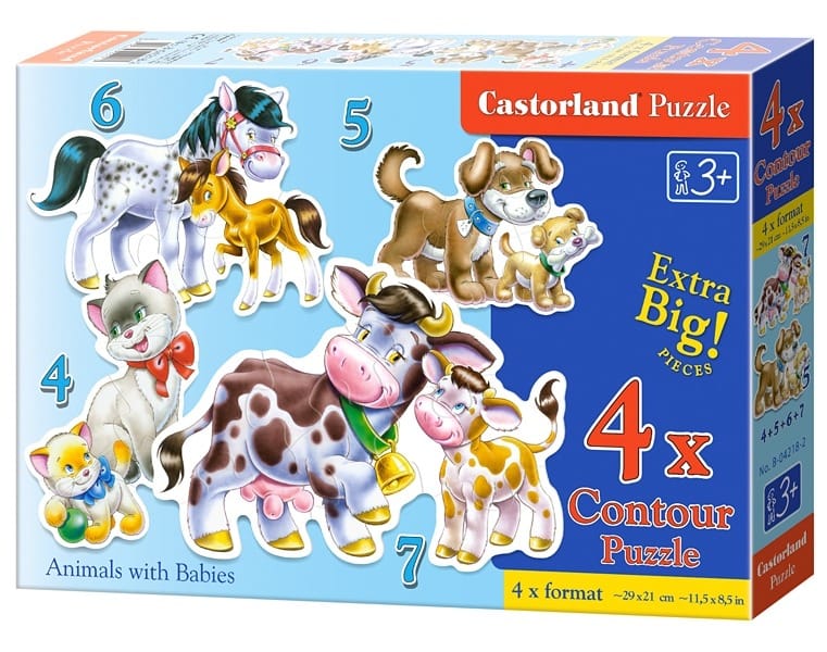 Пазл Castorland Животные с детёнышами, 4 в 1, 22 элемента