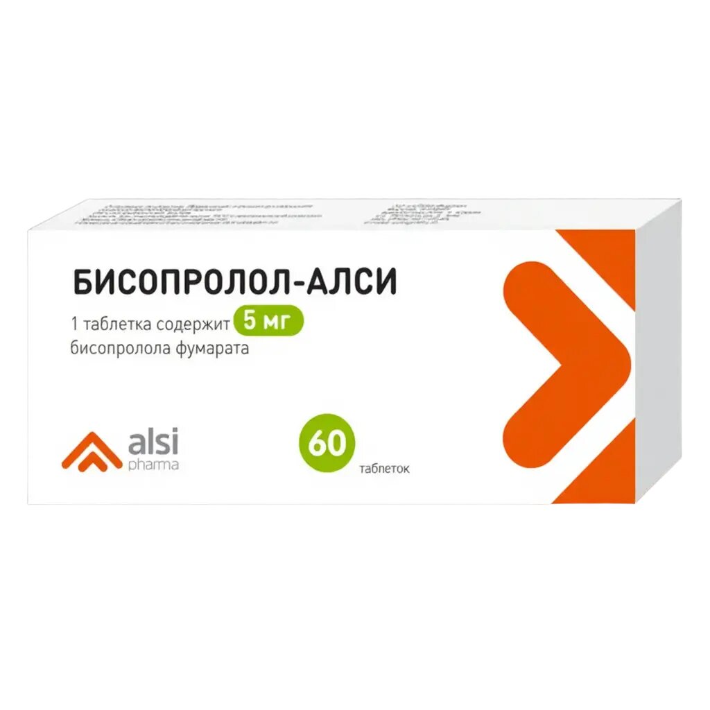 Бисопролол-алси таблетки покрыт. плен. об. 5 мг 60 шт