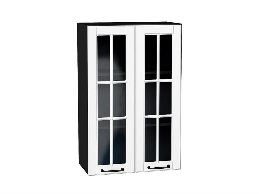 VVT Шкаф верхний с 2-мя остекленными дверцами Дублин Graphite, Special White, 920, 600 В*Ш*Г 920*600*318, фасад МДФ/Стекло Special White, корпус Graphite Special White