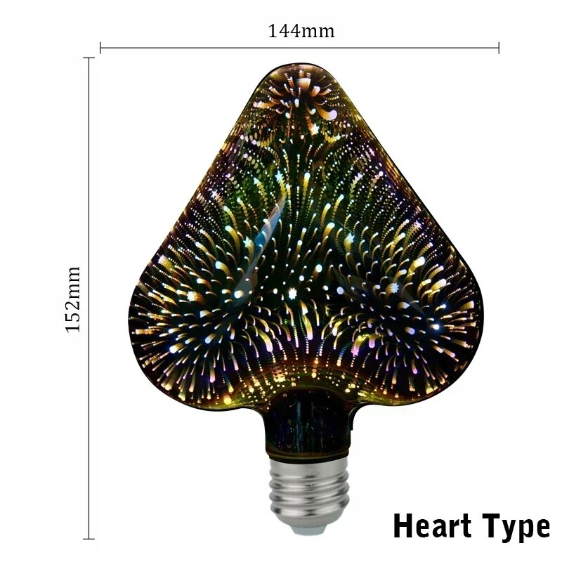 LED лампа E27 "Сердце" 3D, 1PCS