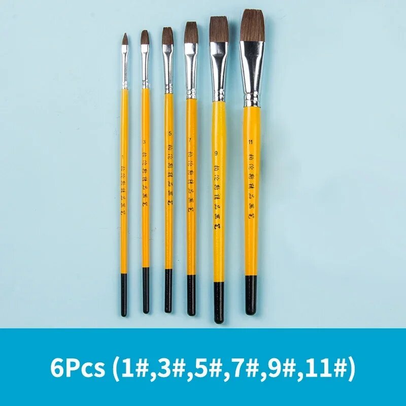 Кисти для рисования Borrence волчьи волосы 6Pcs set A