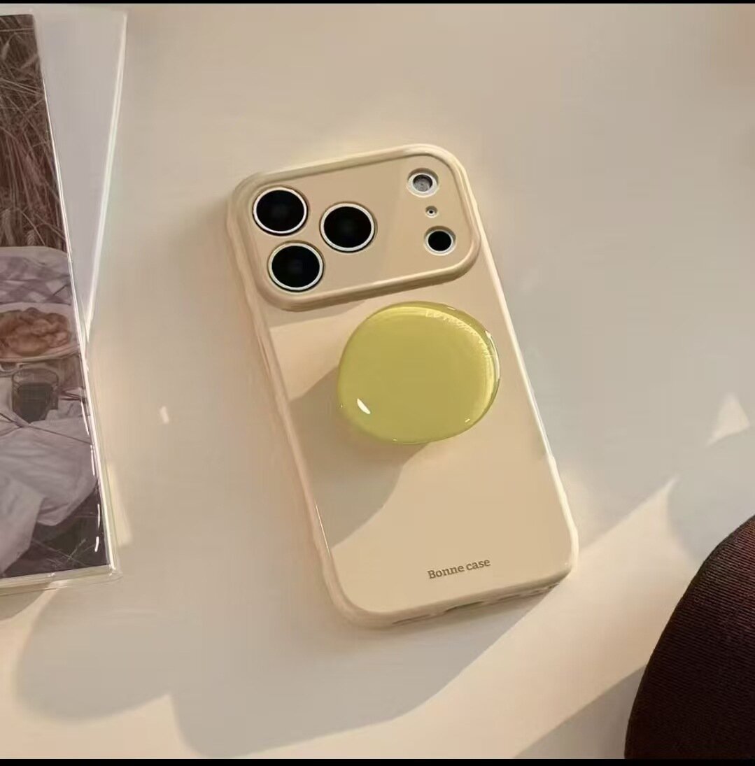 Чехол-подставка с английскими буквами для iPhone 17 - Рамка с сердцем, бежевый