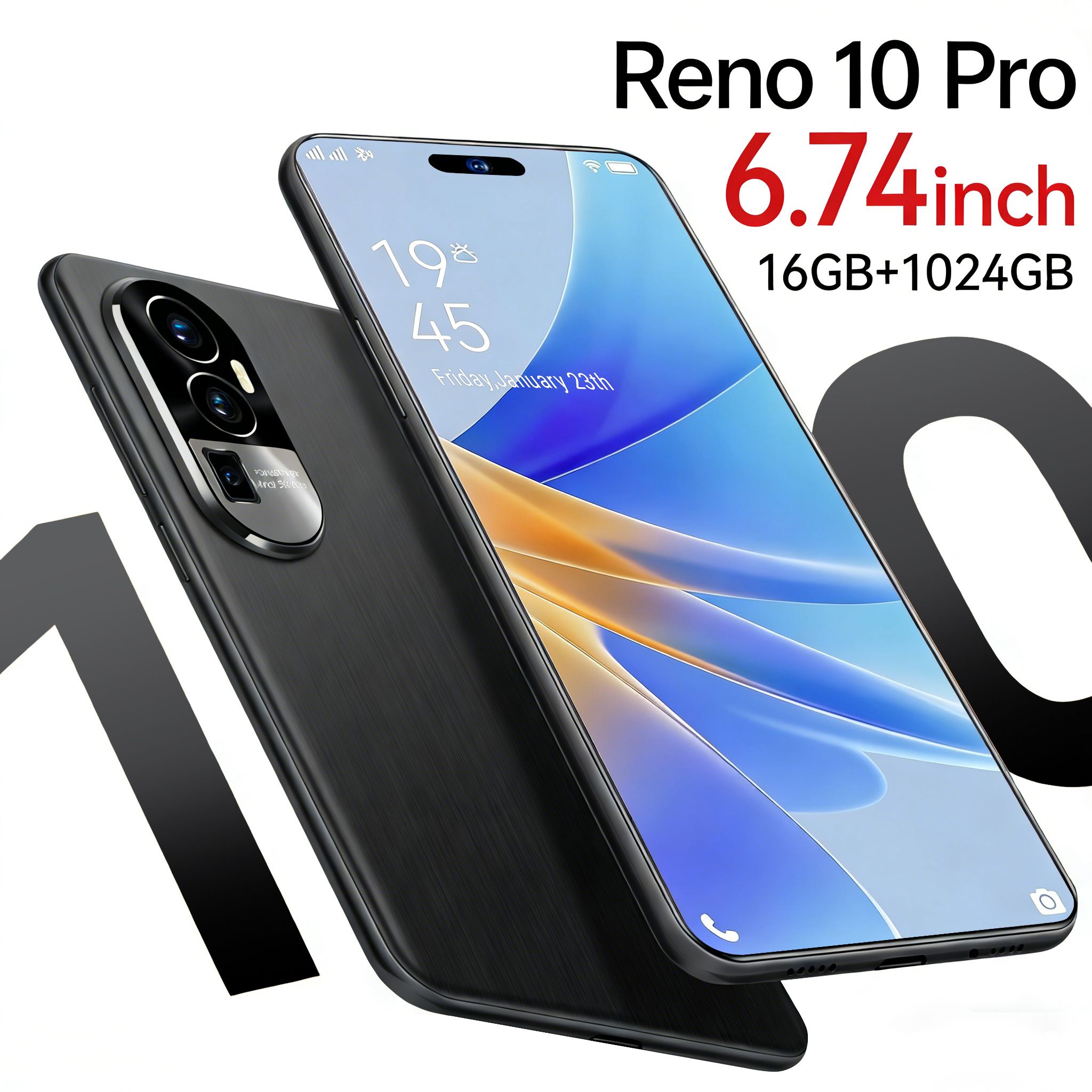 Смартфон Reno 10 Pro 5G 6.74"FHD+ экран 4600 мАч Аккумулятор 16+1024ГБ Память GPS 32+50 Мп, черный