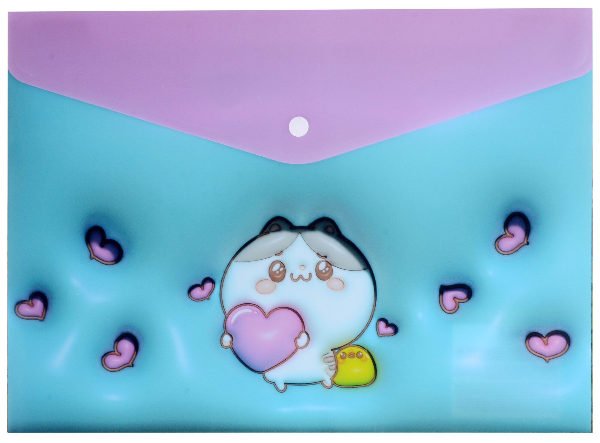 Папка -конверт «Kawaii. Котик 3D» А4 на кнопке, Be positive