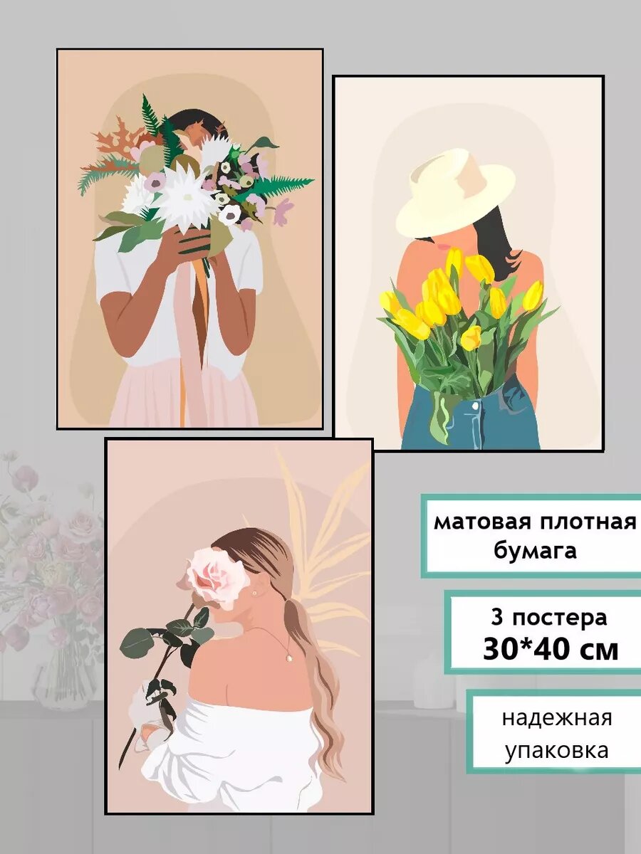 Набор интерьерных постеров на стену А3