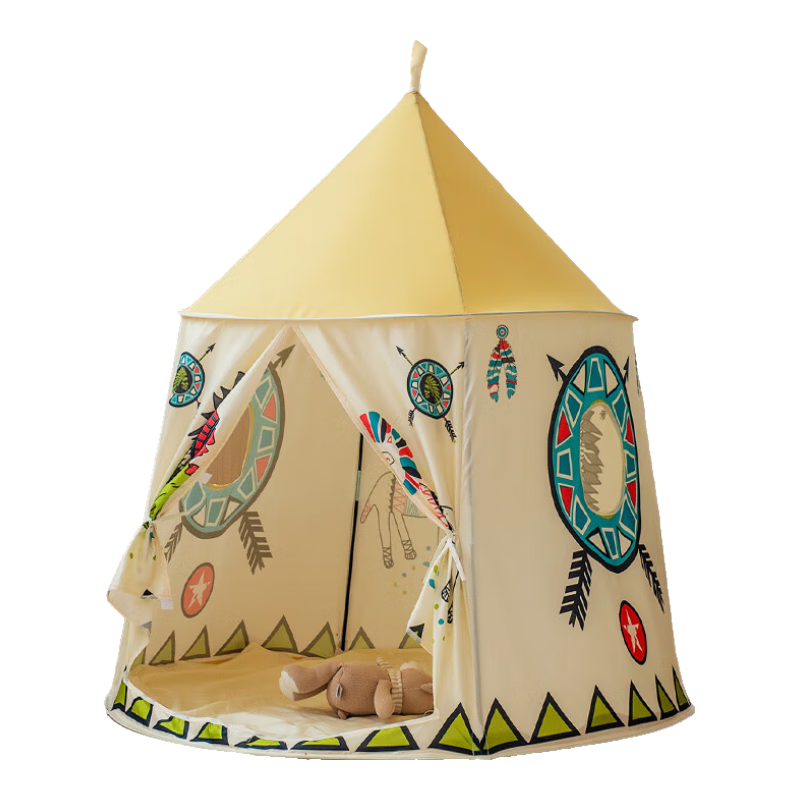 Детская игрушечная палатка-замок Монгольская юрта от Little Dove с индийским львом и холщевой подушкой Цвет：Индийский