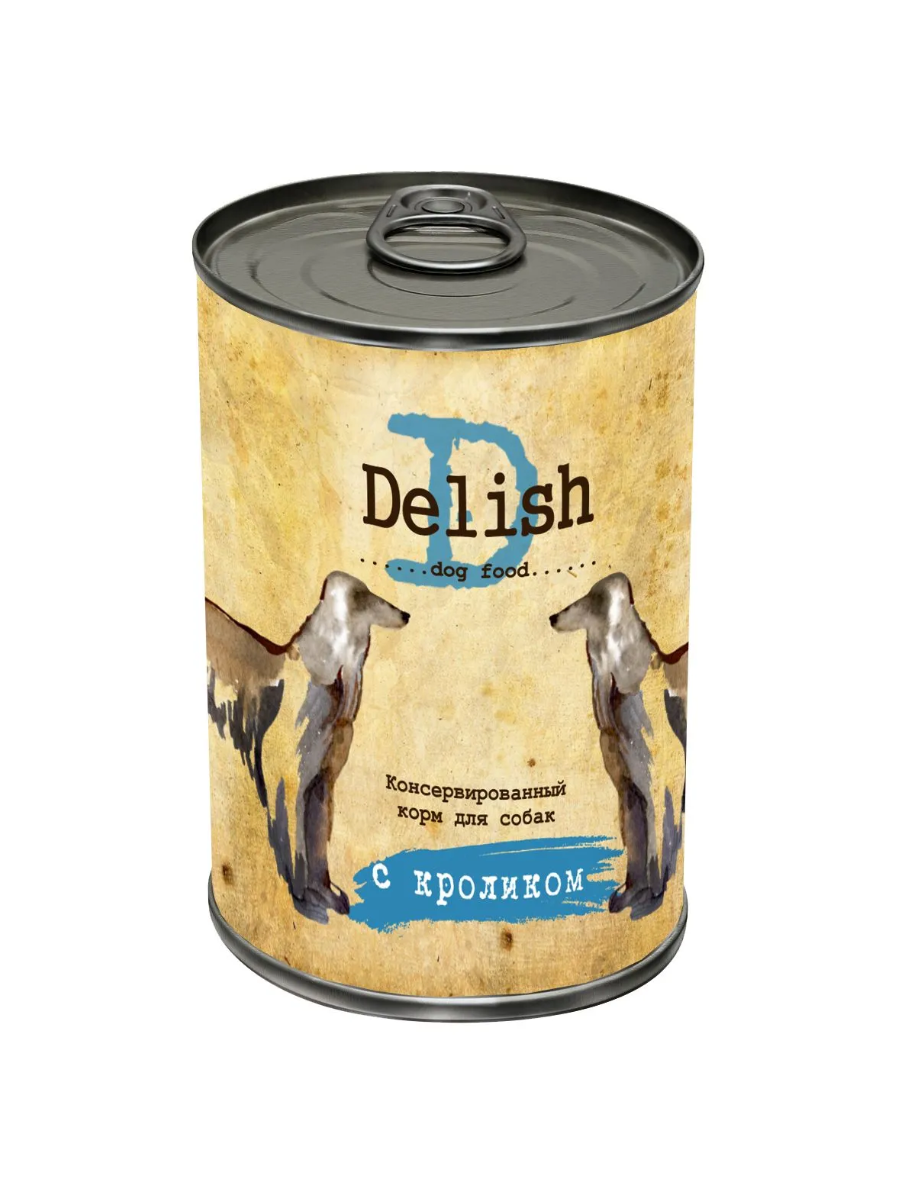 Влажный корм Delish (Делиш) консервы для собак, кролик, 400 гр