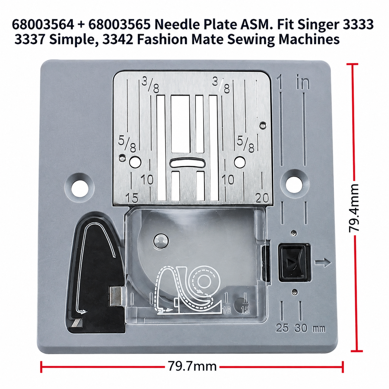 68003564 + 68003565 Игольная пластина ASM. Подходит для швейных машин Singer